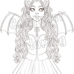 Satin: Rae's twin. Cute Monster girl portrait coloring page with ...