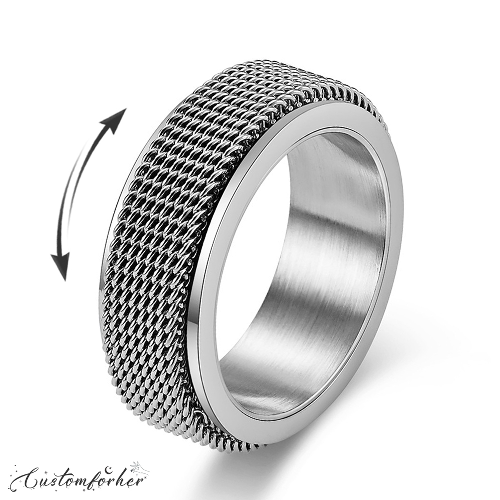 Titanium Braided Mesh Spinner Ring