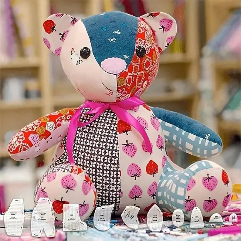 Patchwork Memory Bear Sewing Template Set + Instructions