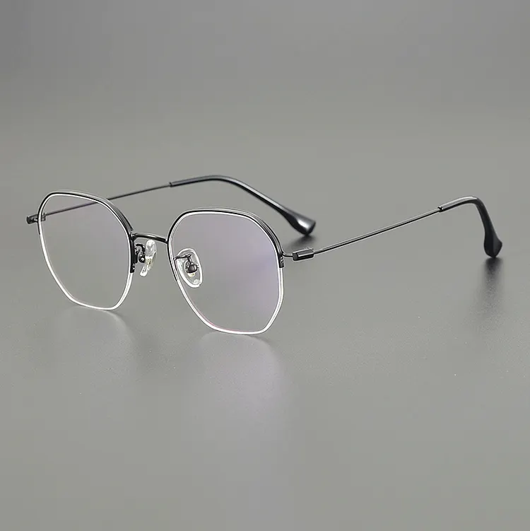 Simple Thin B Titanium Glasses Frame Men Women Ultralight Big Half ...