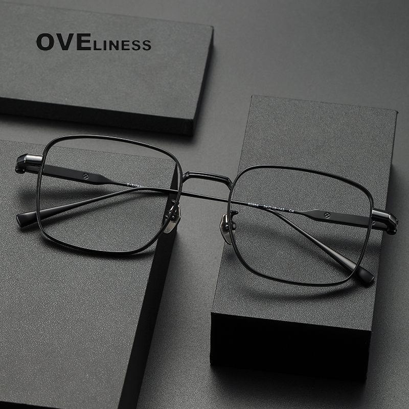 Pure Titanium Glasses Frame for Men Square Eyewear 2024 New Male ...