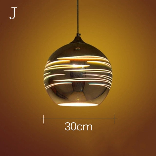 Modern 3D Colorful Nordic Starry Sky Hanging Glass Shade Pendant Lamp ...