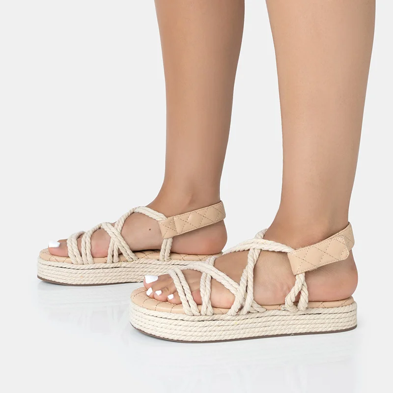 Women's Beige Platform Sandals