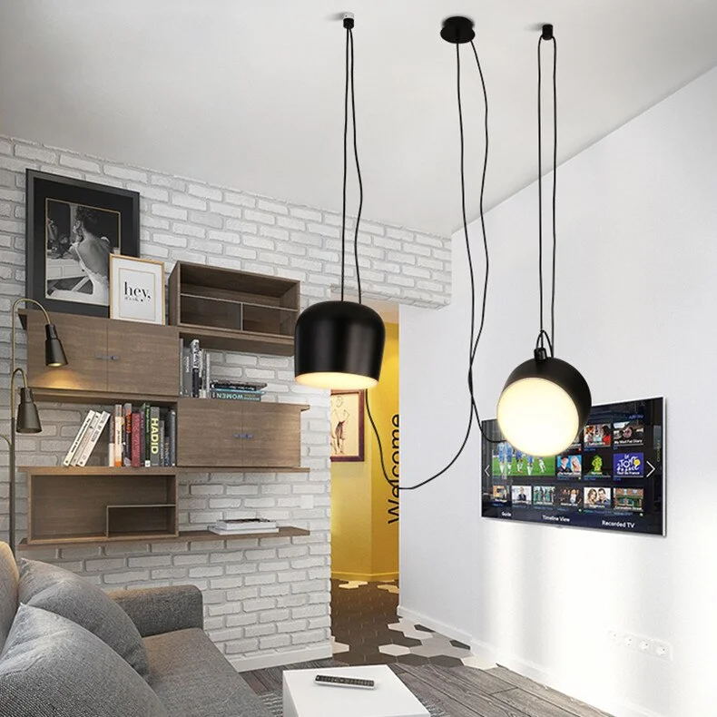 Black/White DIY Office Studio Modern Hanging Lamp Fixtures Aluminum ...