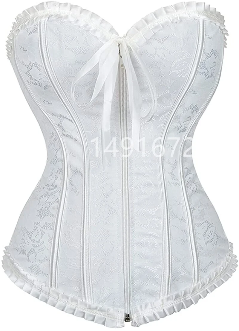 Uaang Top Sexy Bustiers Zipper Front Vintage Flower Exotic Victorian