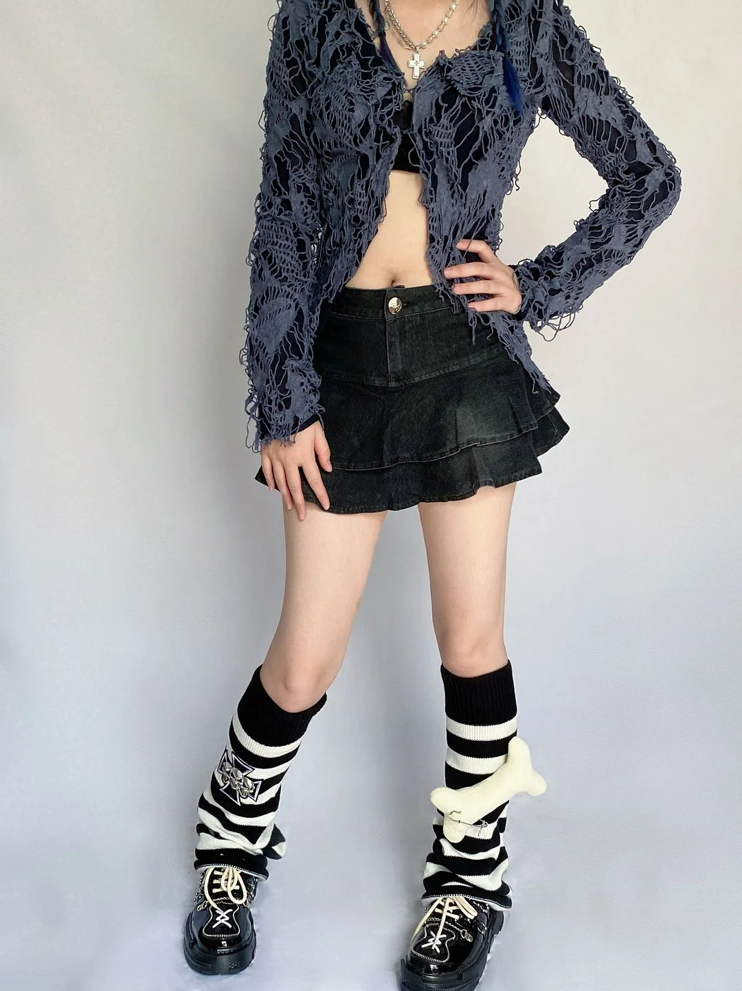 Y2K PLUSH DOG BONE KNIT LEG WARMERS