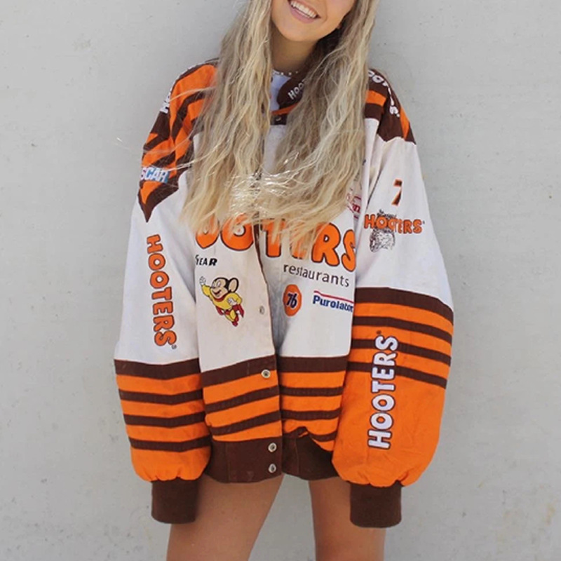 MOTORCYCLE STYLE ORANGE CONTRAST CARGO JACKET