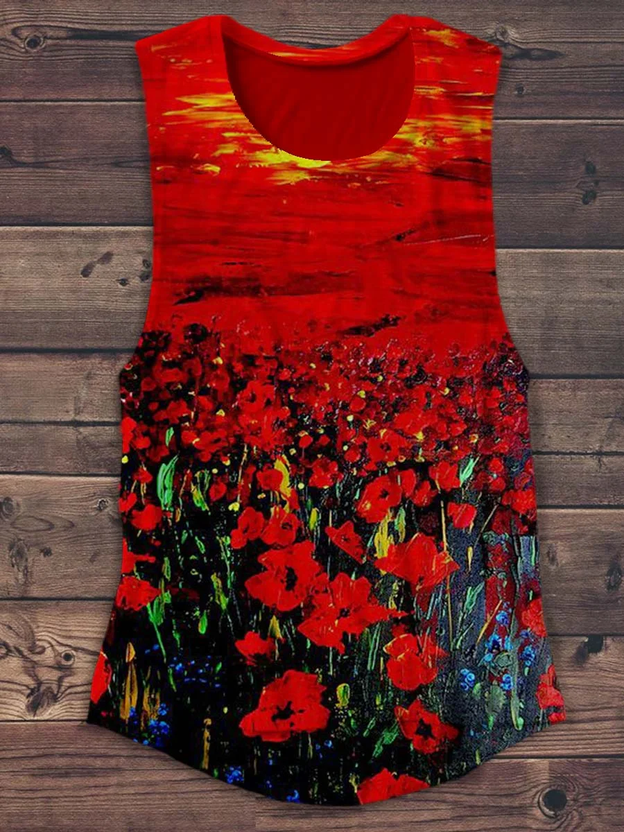 Unisex Oil Painting Floral Abstract Print T-Shirt