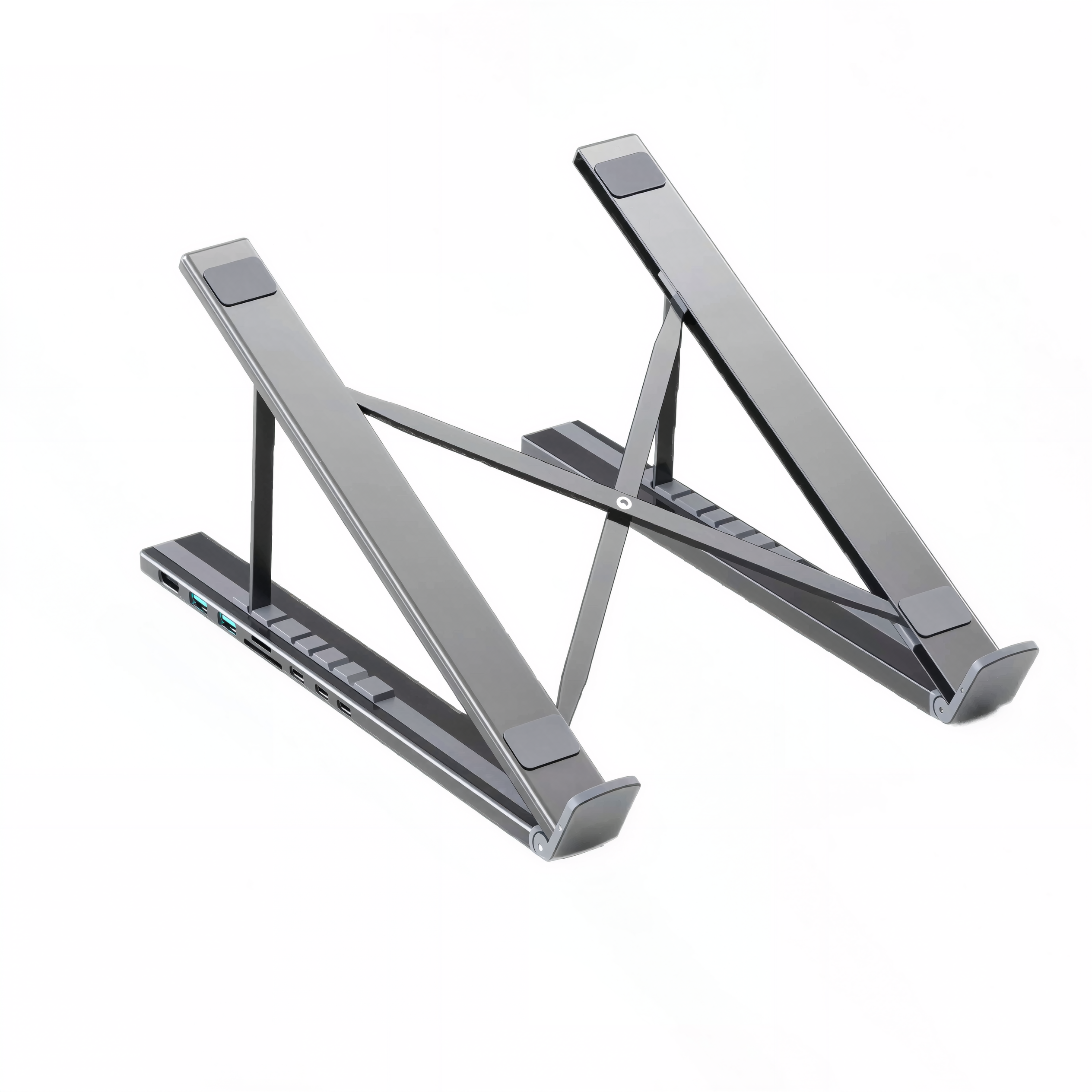 All-in-One Aluminum Laptop Stand with 8-in-1 USB-C Hub