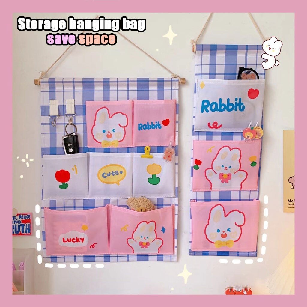 Home Decor Storage Bag Fabric Hanging Bag Cute Bedside Door Back ...