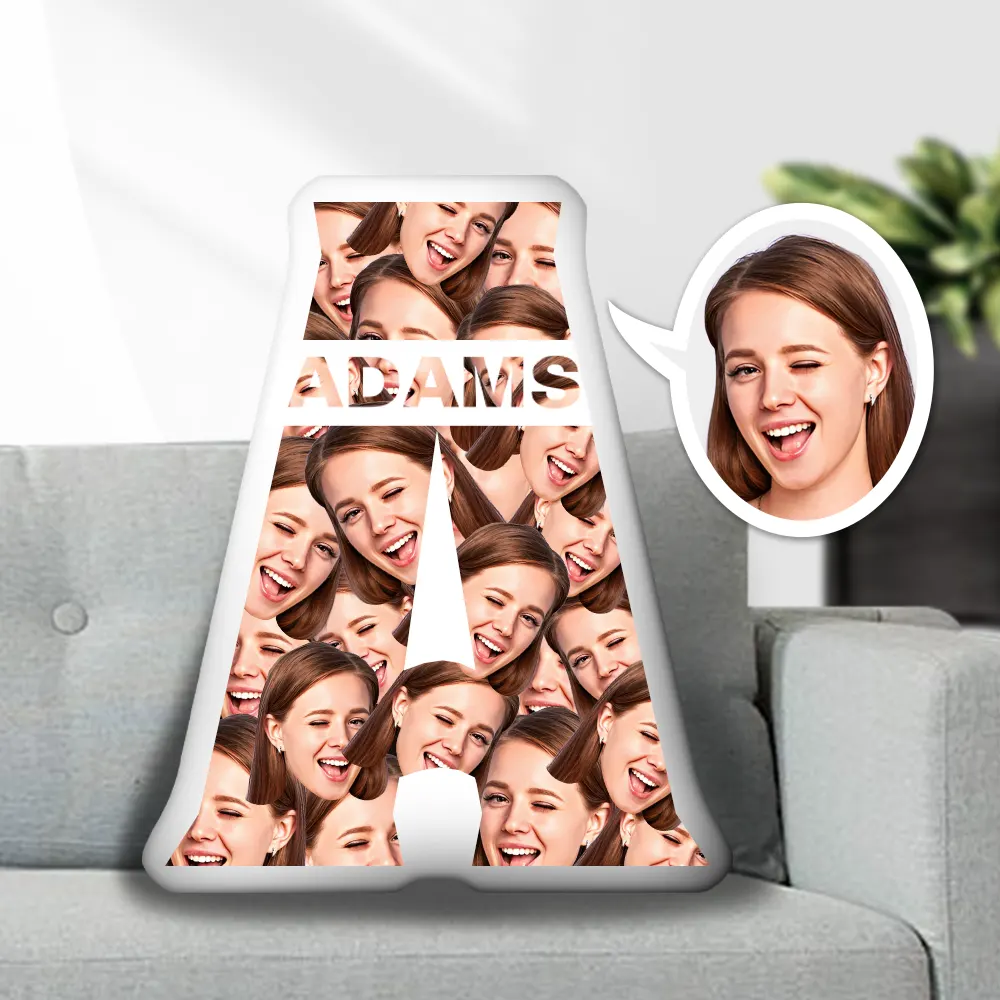 Custom Photo Face Pillow Funny Face Name Initials Letter A Face Pillow ...