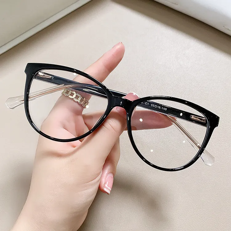 Round Optical Eyeglass Frames For Women Black Clear Lens Glasses Female ...