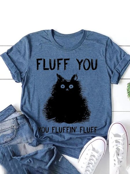 Women's Fluff You You Fluffin Fluff Printed Short Sleeve T-Shirt
