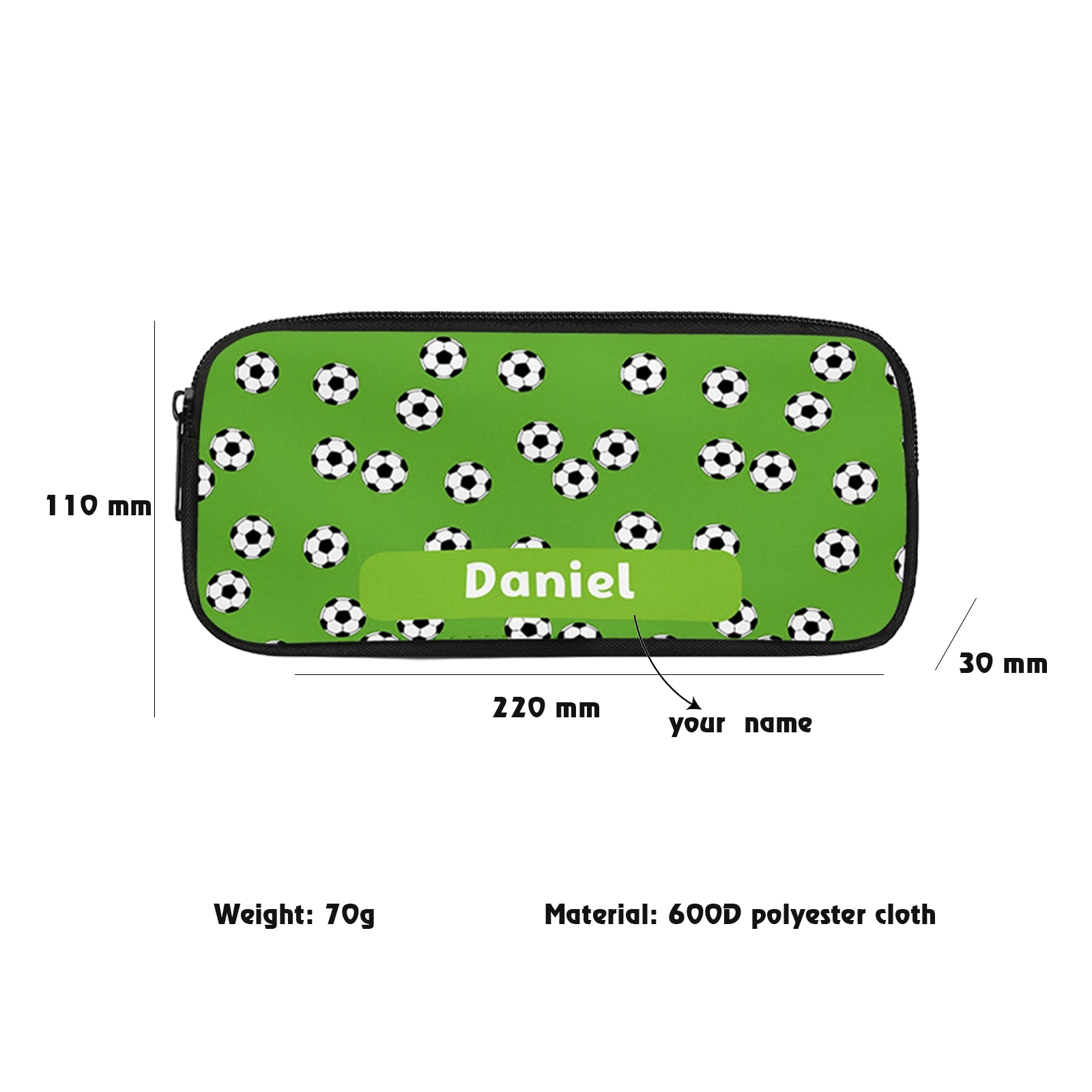 Personalized Football Pencil Case, Customized Name Pen Case For Kids ...