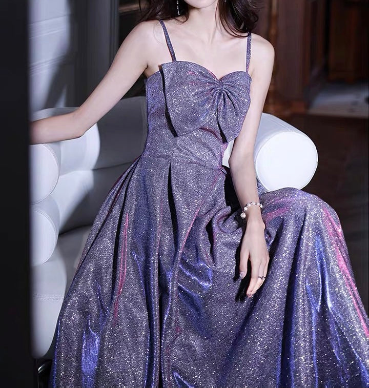 Glaxy Starry Night Prom Dress - Pink