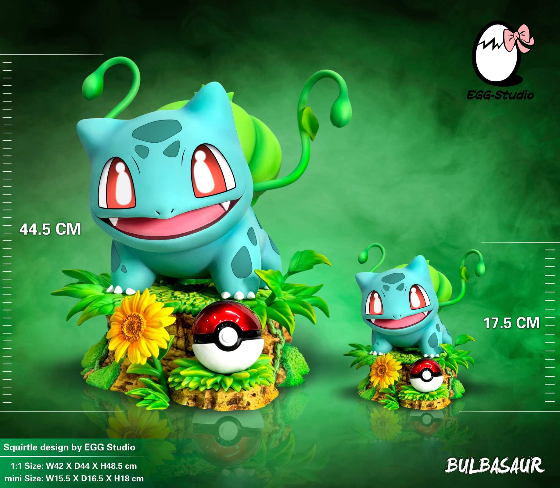 Small & 1/1 Scale Bulbasaur & Pokeball - Pokemon Resin Statue - EGGS ...