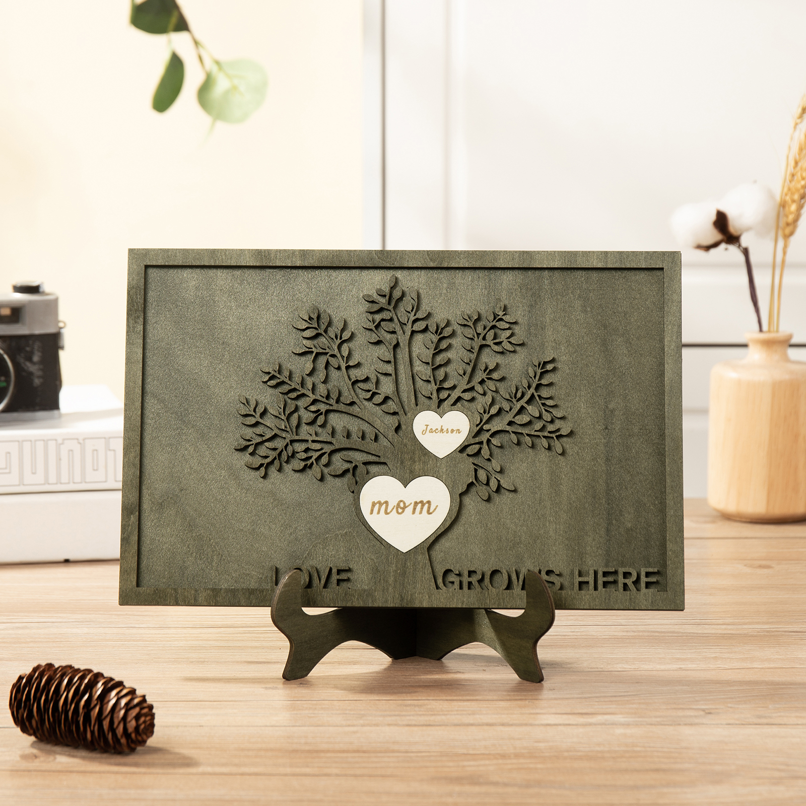 Family Tree Wood Frame Personalized Family Tree Sign Custom 2 Names ...