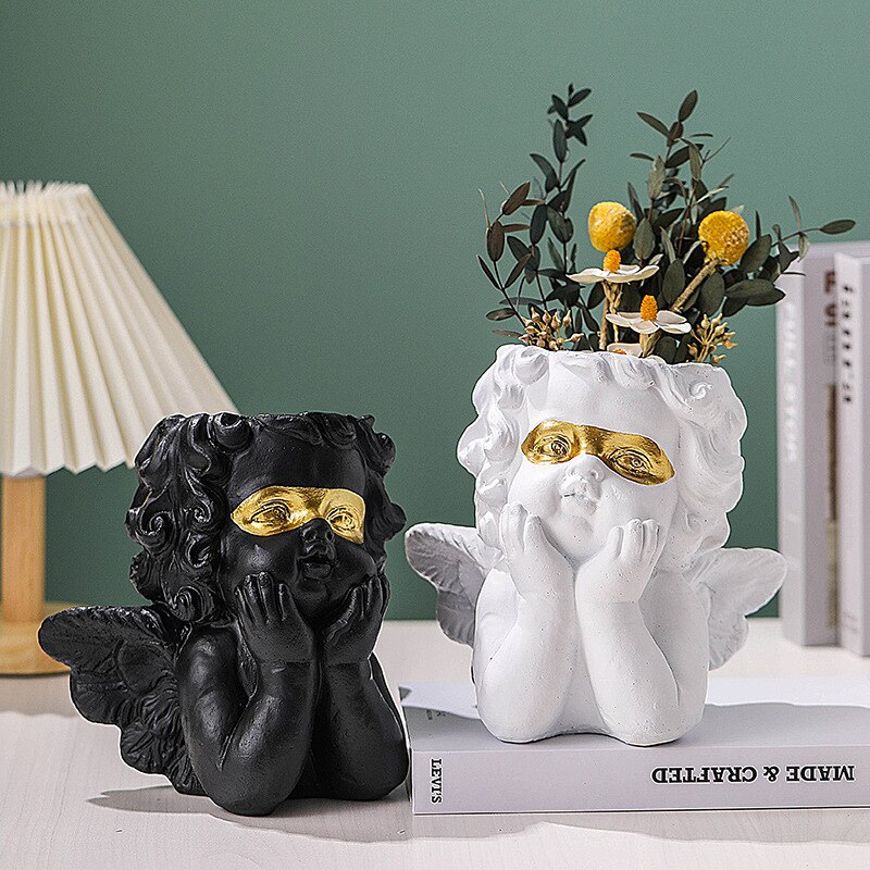 Nigikala Angel Kid Statue Baby Angel Sculpture Vase Thinking Angel ...