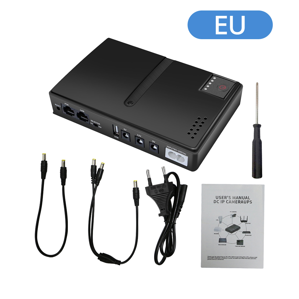 Mini DC UPS Uninterruptible Power Supply 18650 Replaceable Battery ...