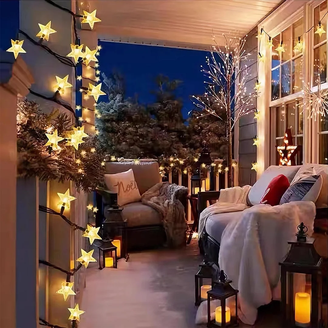 Solar String Lights 14m 120 LED Star Warm