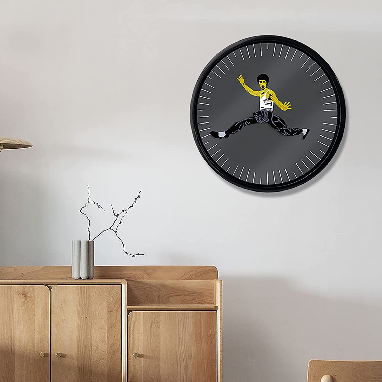 Kung Fu Wall Clock Bruce Lee Home Decoration Personality Creative Round ...