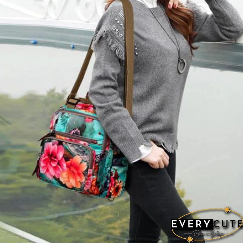 Outdoor Flower Pattern Backpack Crossbody Bag