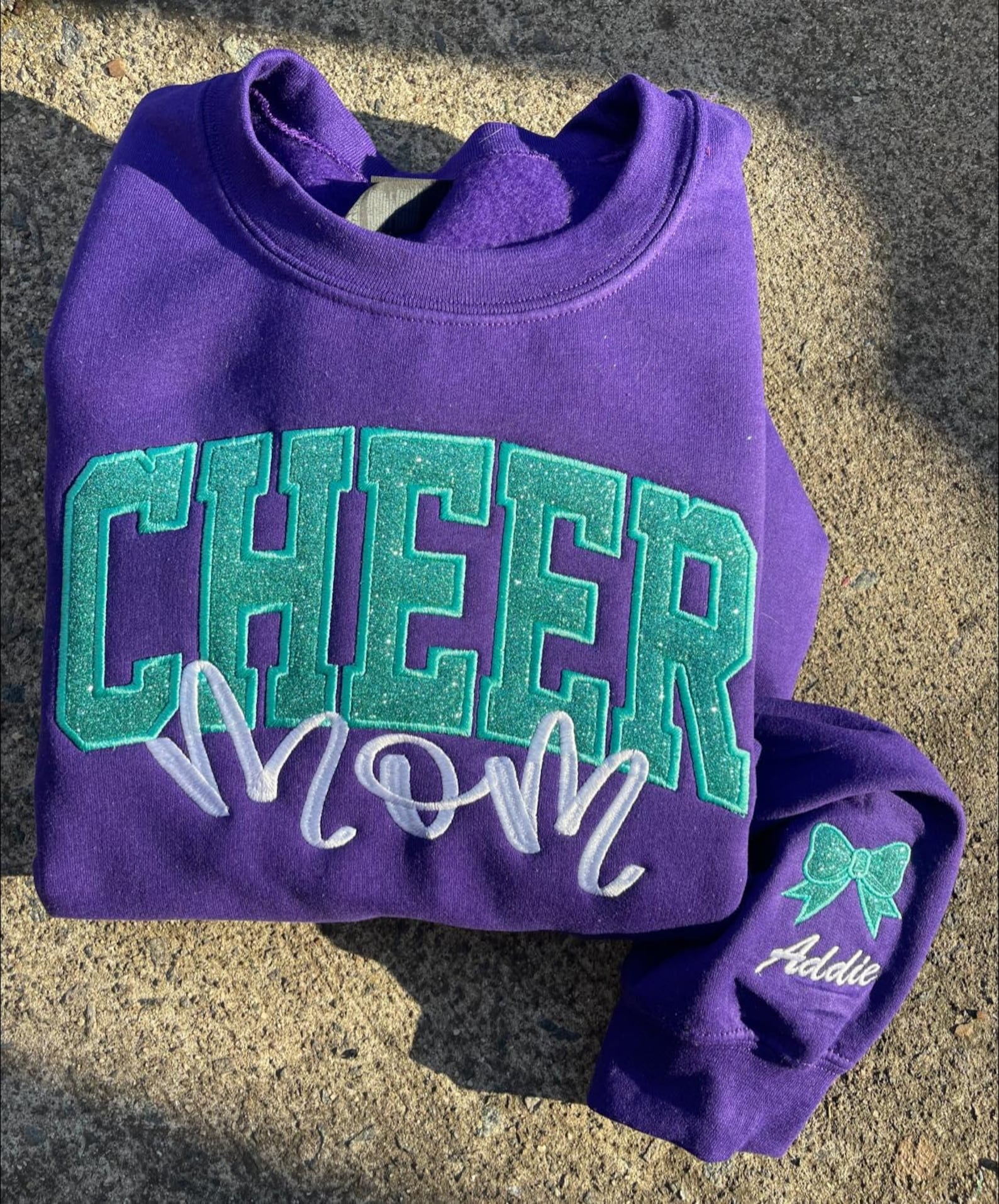 Custom Embroidered Glitter Cheer Mom T-shirt & Sweatshirt ...
