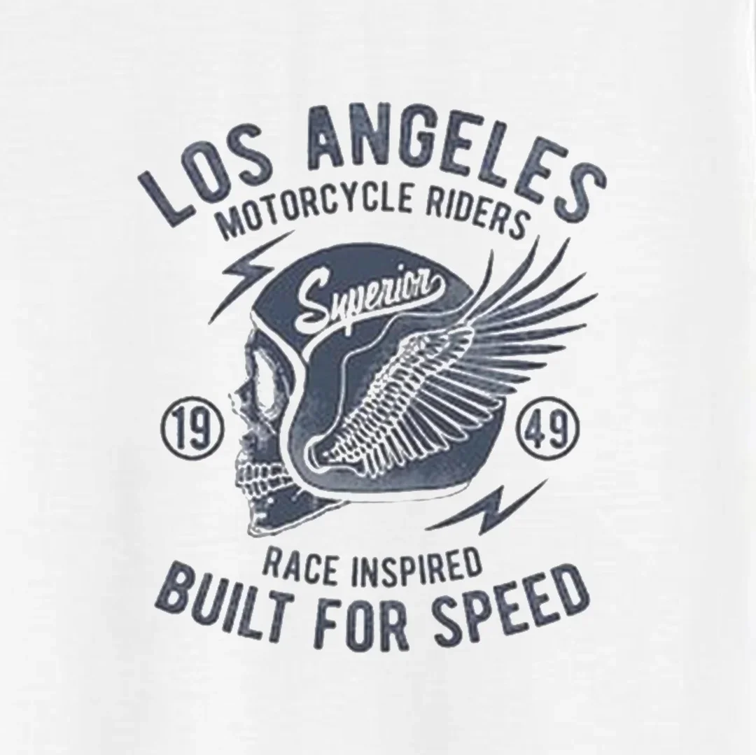 MOTOSUNNY LOS ANGELES - BUILT FOR SPEED White Print T-shirt