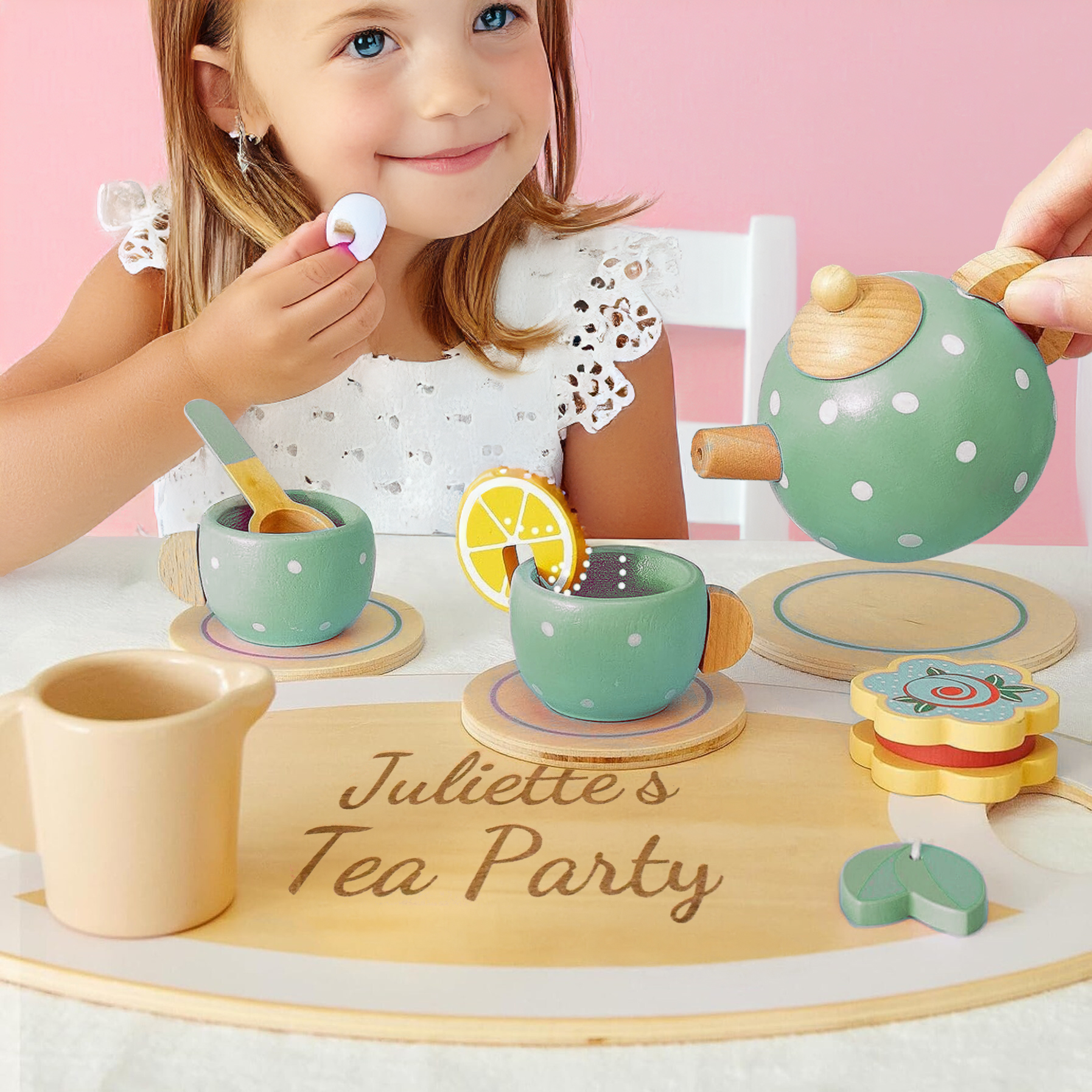 Personalized Wooden Toddler Afternoon Tea Play Set