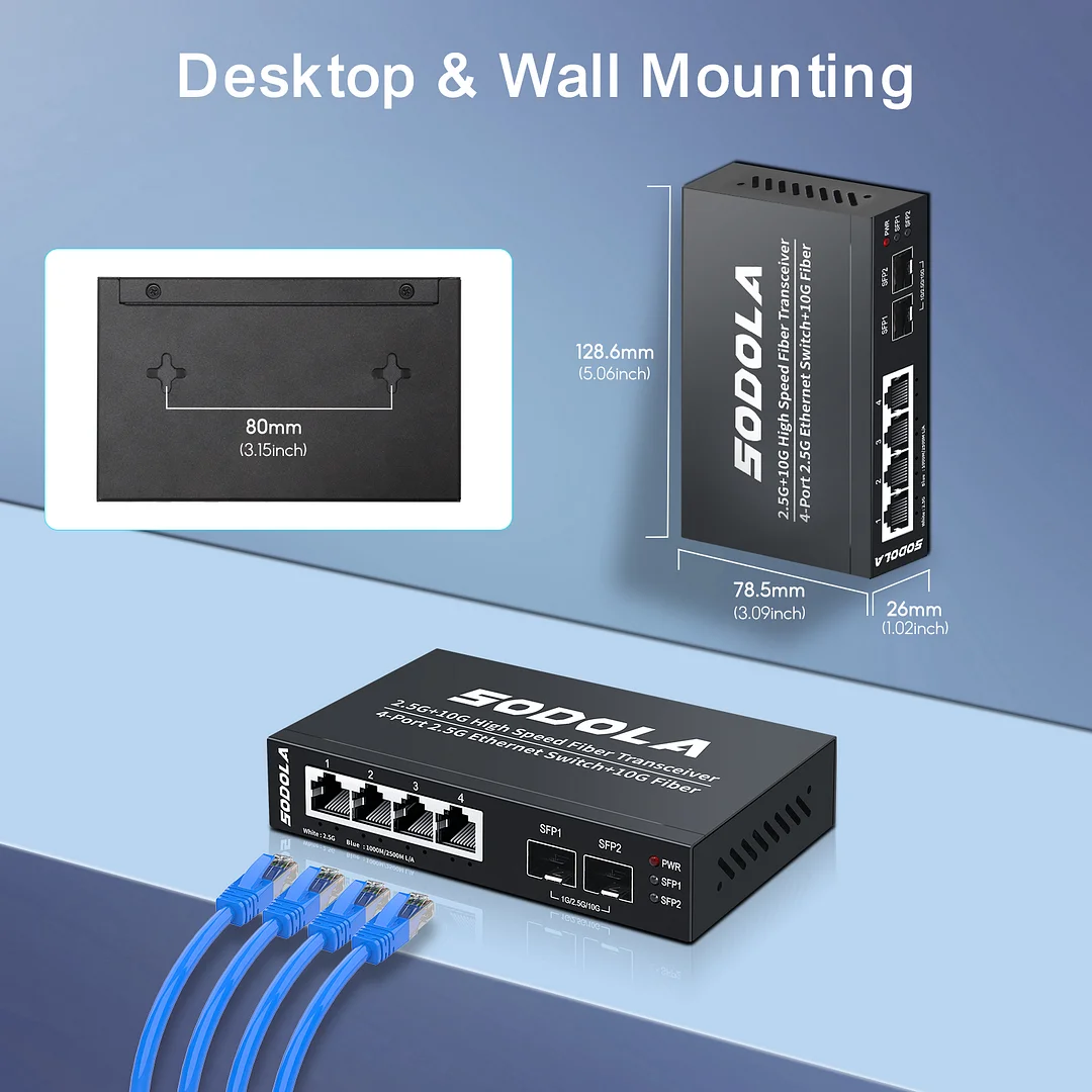 SODOLA 6 Port 2.5G Umanaged Ethernet Switch,4X 2.5GBASE-T Ports,2X 10G ...