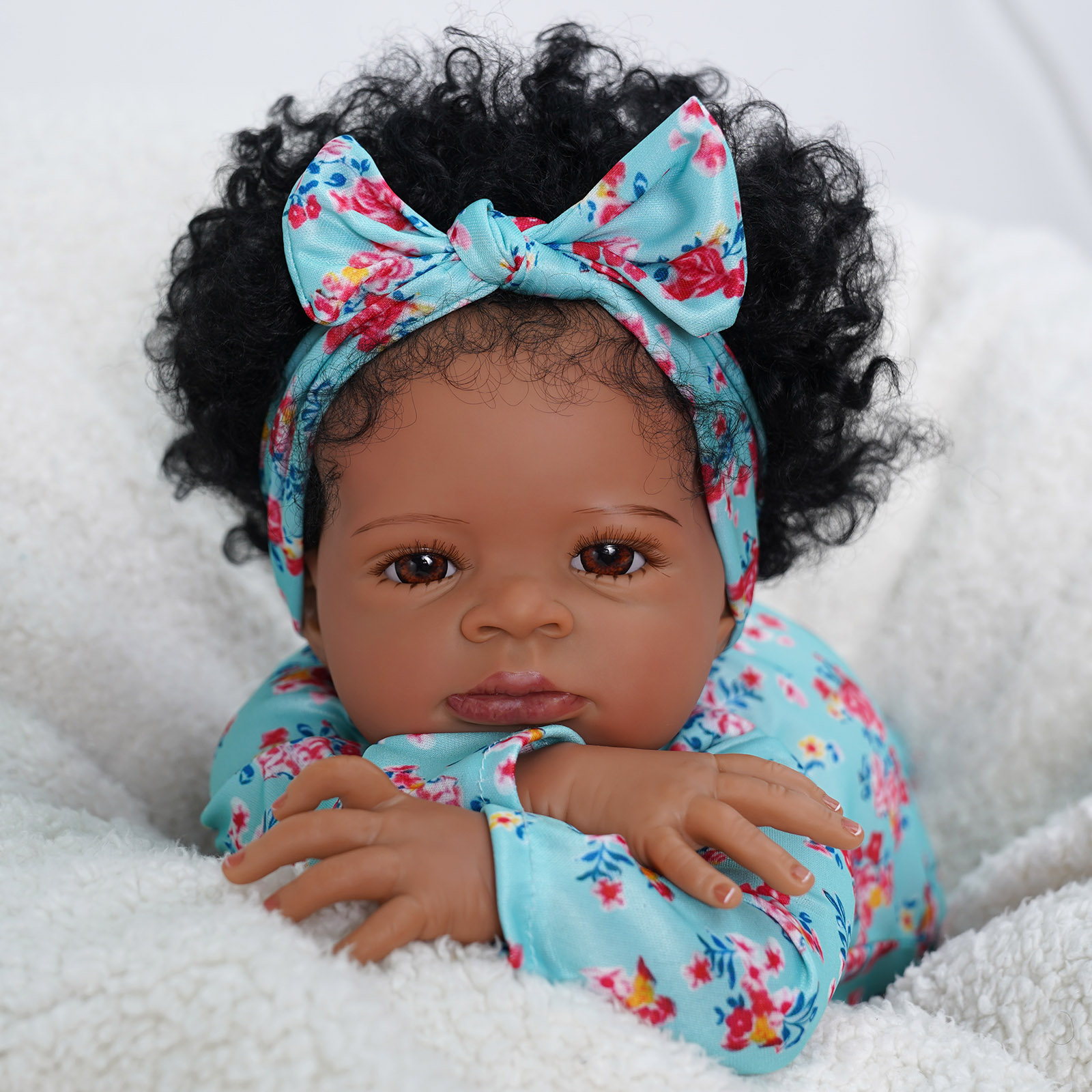 20" Lifelike Newborn Baby Doll Black Skin and Black Hair Reborn Baby ...