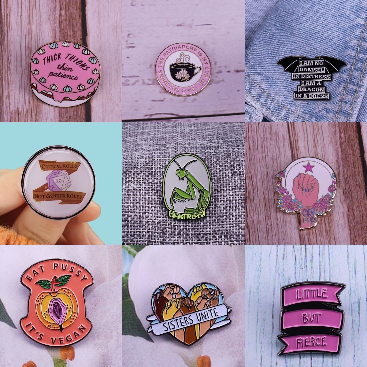 Feminism Praying Mantis Fist Enamel Lapel Pin For Clothes Backpack ...