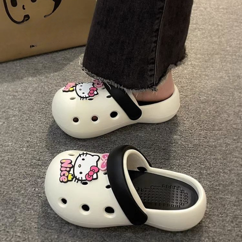 Cute Cartoon Kitty Thick Sole Hole Shoes