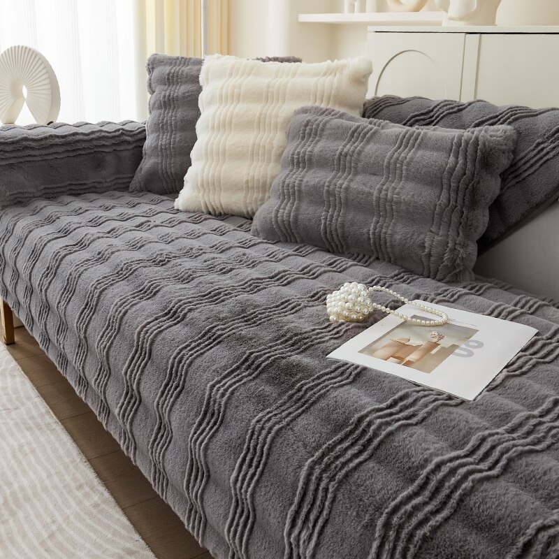 Nigikala Rabbit Plush Corner Sofas Slipcover Universal Non-slip Sofa ...