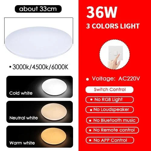 Led Ceiling Light RGB Dimmable 36W 40W Smart APP Control Bluetooth ...