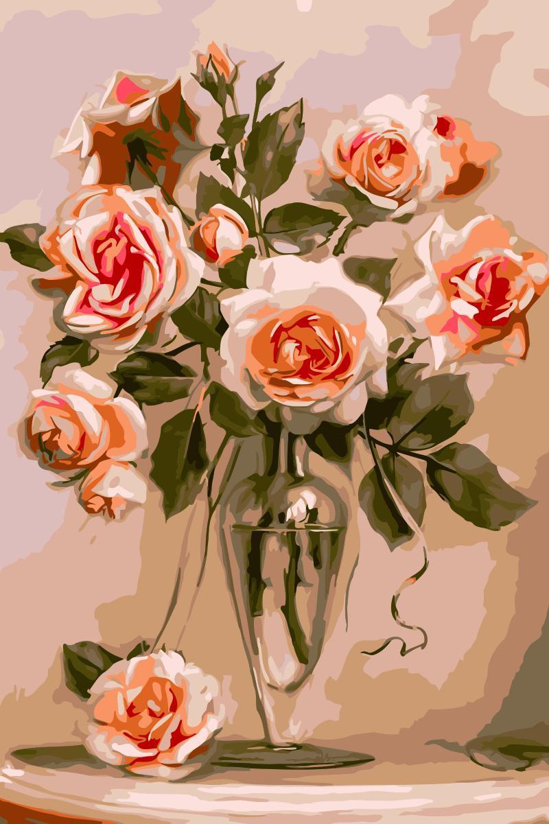 DIY Painting By Numbers | Pink rose flower