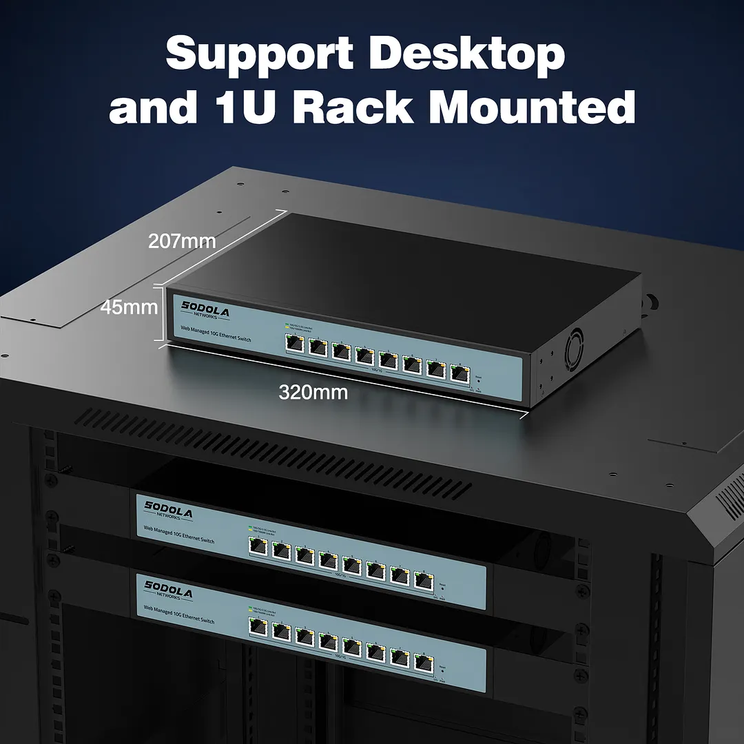 8 Port 10Gb Easy Web Managed Switch, 8 x 10G RJ-45 Ports, 160Gbps ...