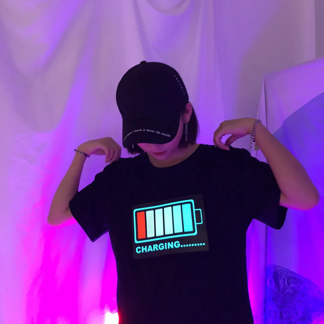 Black Light Up Battery Tee Shirt S12721