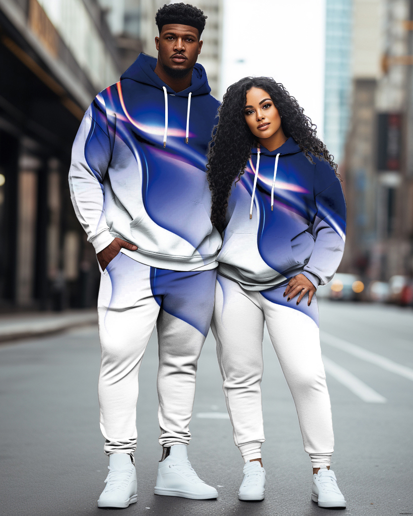 Classic gradient print hoodie and jogger Set 012