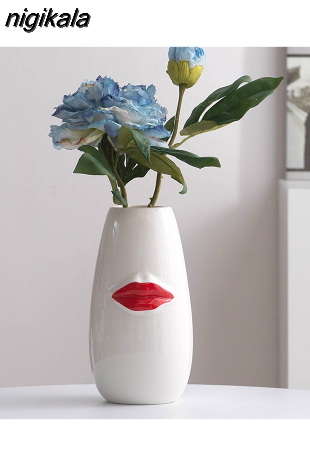 nigikala Red Lips Ceramic Vase Desk Decoration Minimalism Red Lips ...