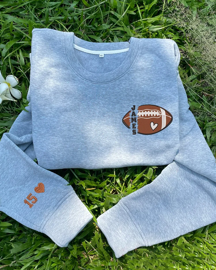 🏈Personalized Football Embroidered Sweatshirt- Custom Football Name And ...