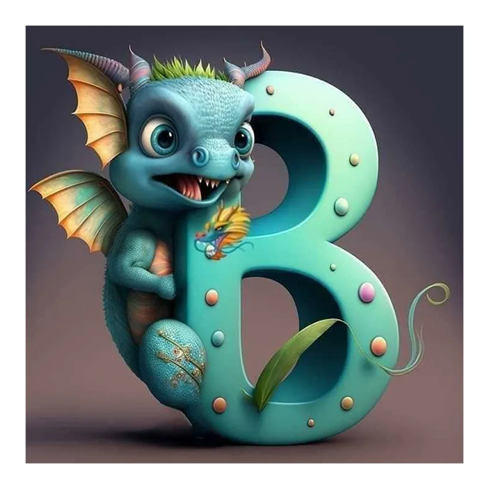 Dragon Letter B (canvas) full round/square drill diamond painting