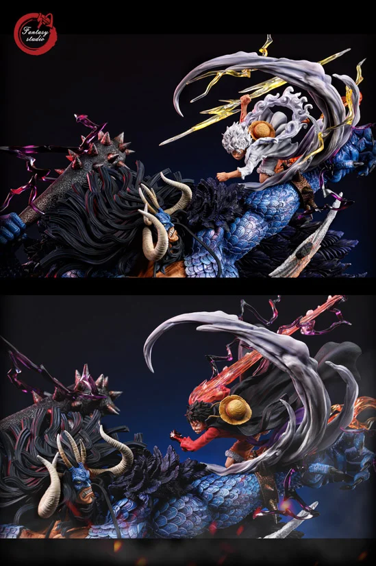 Human-Beast Form Kaido vs Nika Luffy with LED - ONE PIECE Resin Statue ...