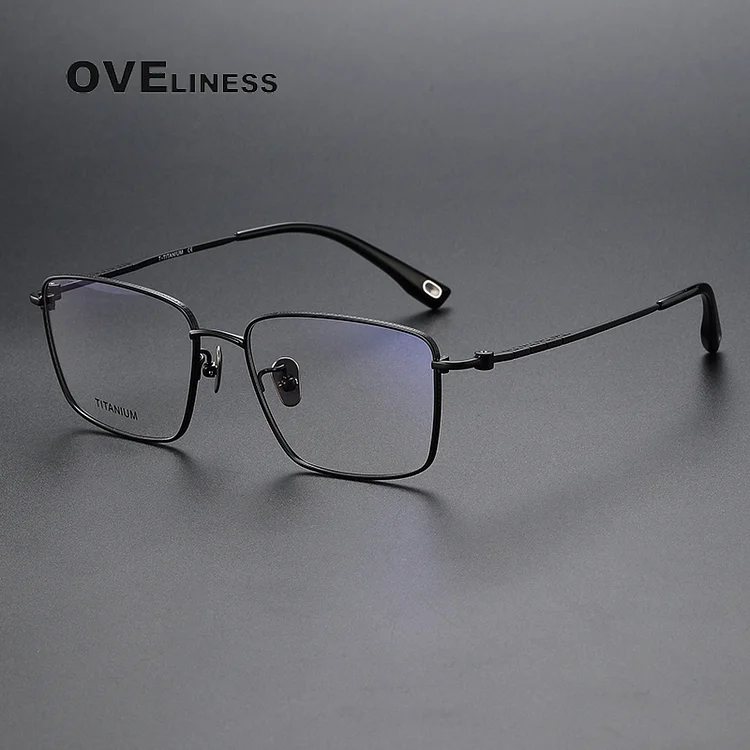 pure Titanium Glasses Frame Men Square Myopia Prescription Eyeglasses ...