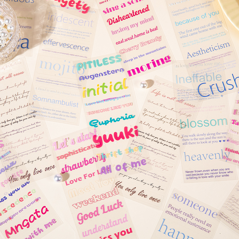 Journalsay 50 Sheets Text Notes Series Simple English Letter PET ...