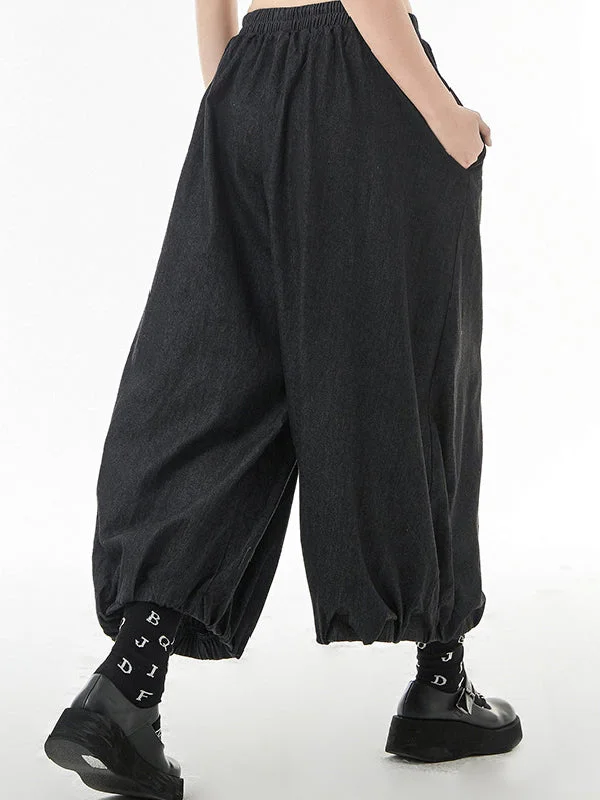 Urban Elasticity Split-Joint Color-Block Wide-Leg Jean Pants
