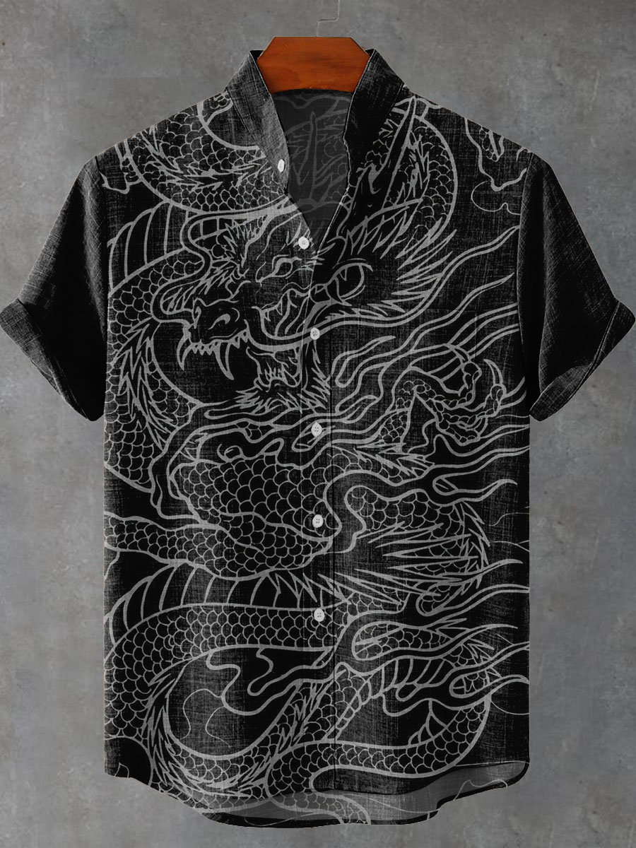 Chinese Style Three-clawed Dragon Decorative Pattern Casual 100% Cotton ...