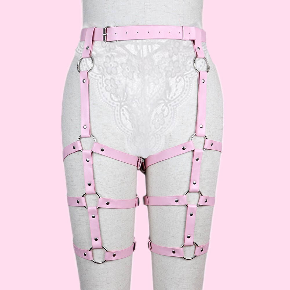 Billionm Leather Garter Harness Women Pastel Goth Thigh Bondage Straps ...