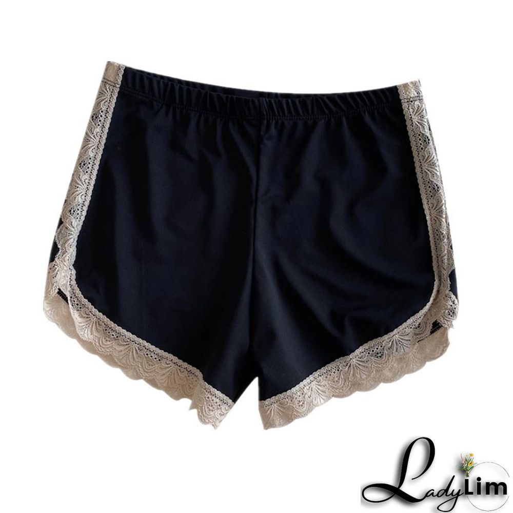 Pure Color Lace Side Shorts - Ladylim