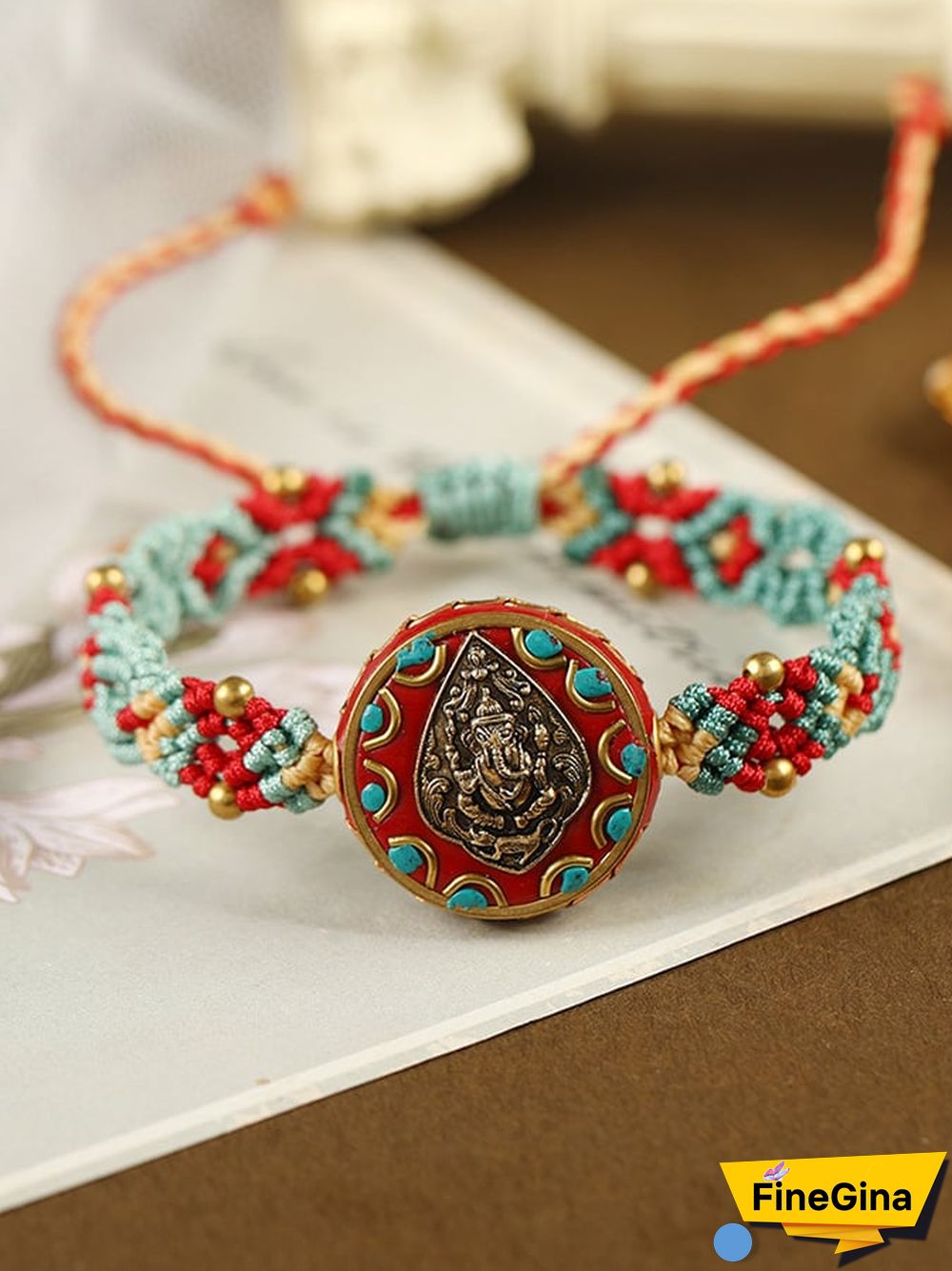 FineGina Vintage Colored Rope Woven Bracelet